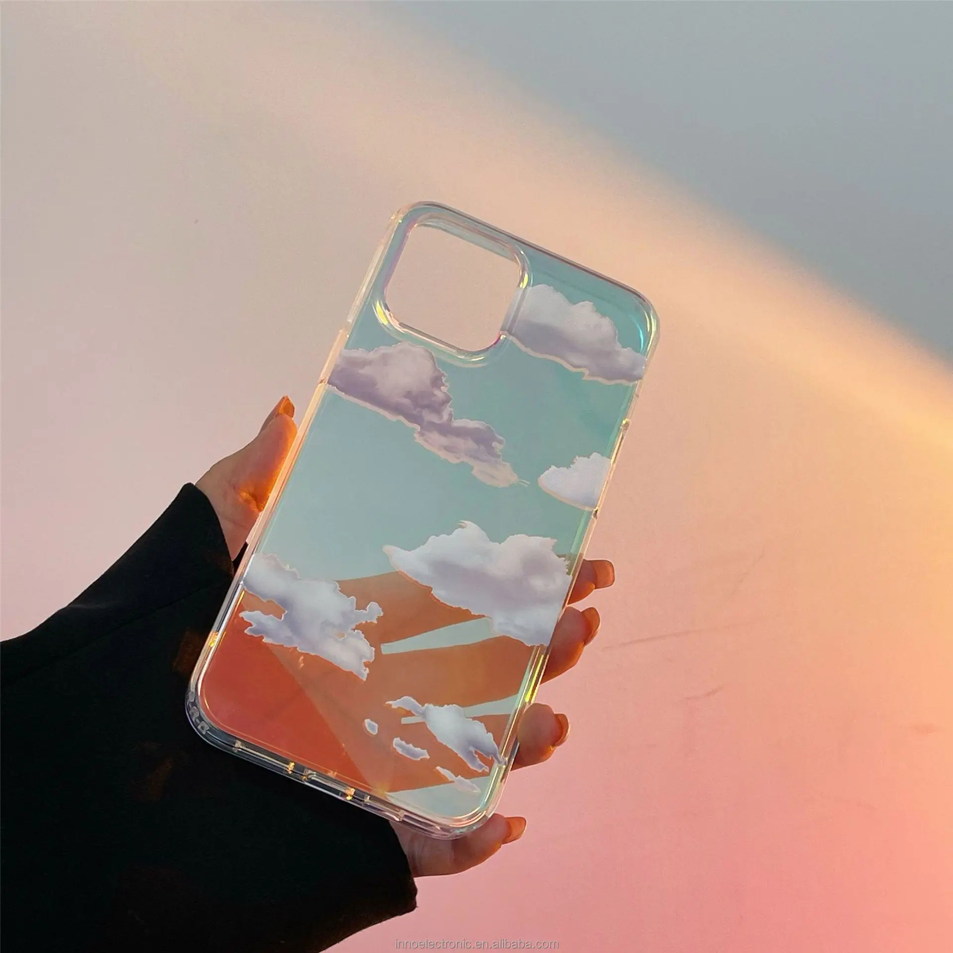 Cute Clear White Cloud Sky Hard Phone Case Holographic Tpu Shockproof ...