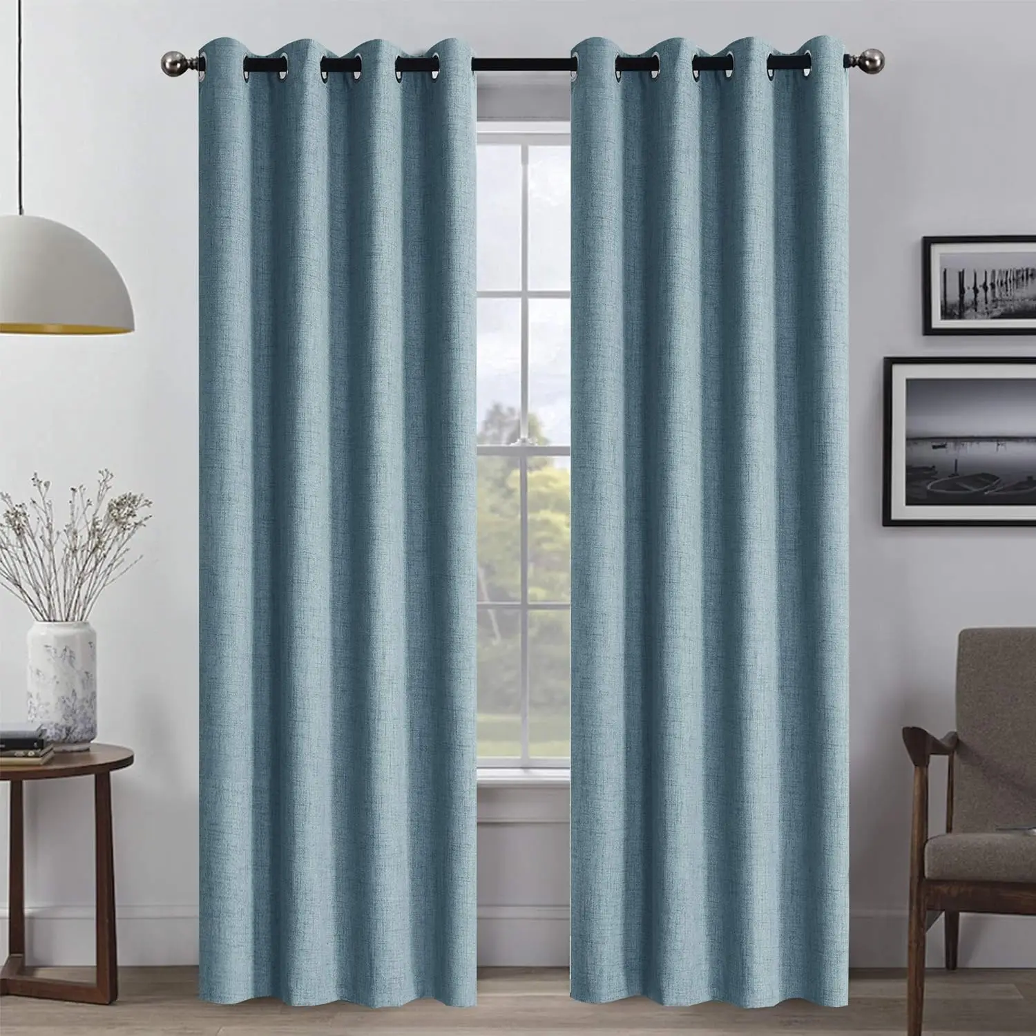 Jiuang Textiles 100 Blackout Window Home Curtains Solid Color Linen ...