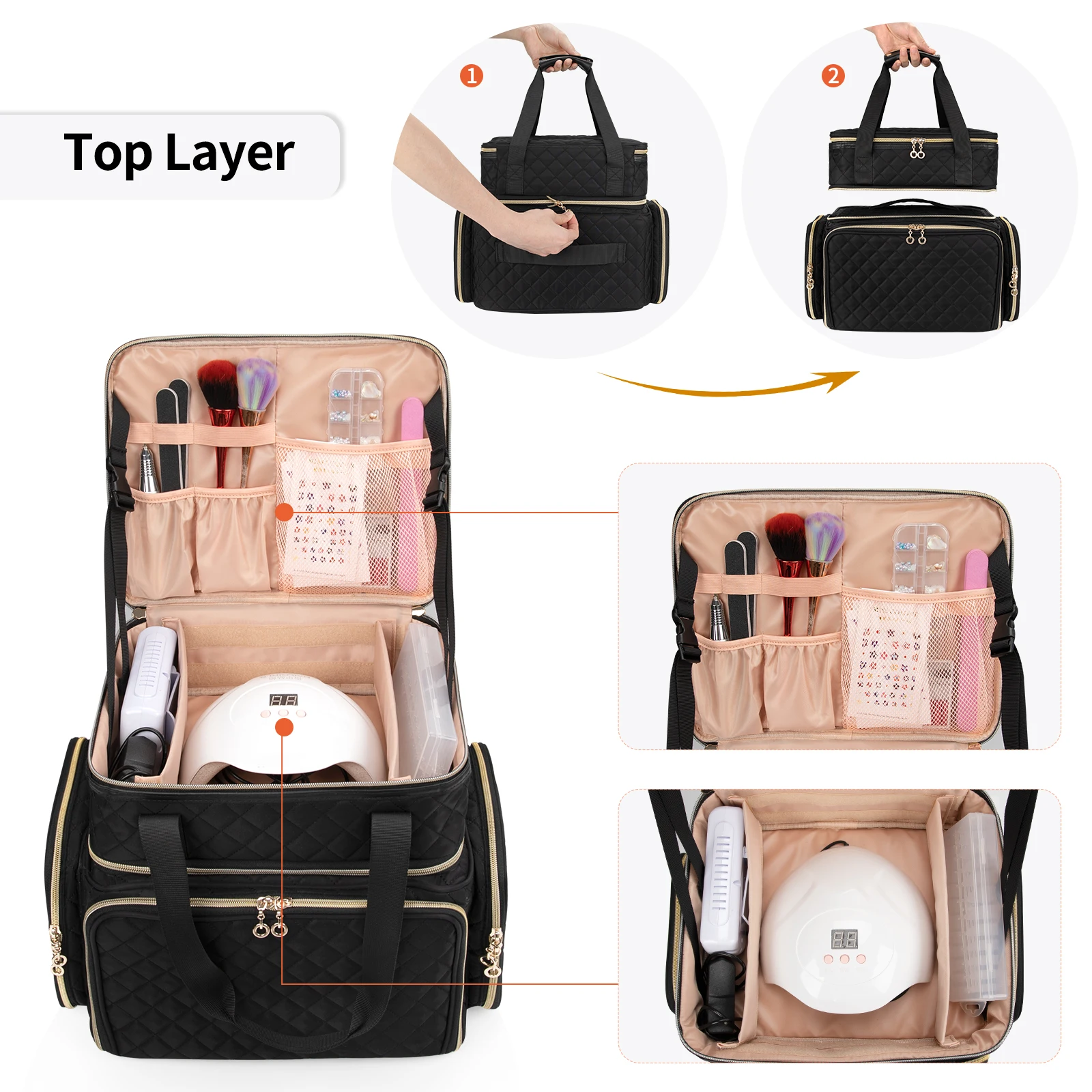 ReIaveI Portable Nail Polish Storage Box Nail Lamp Storage Bag ...