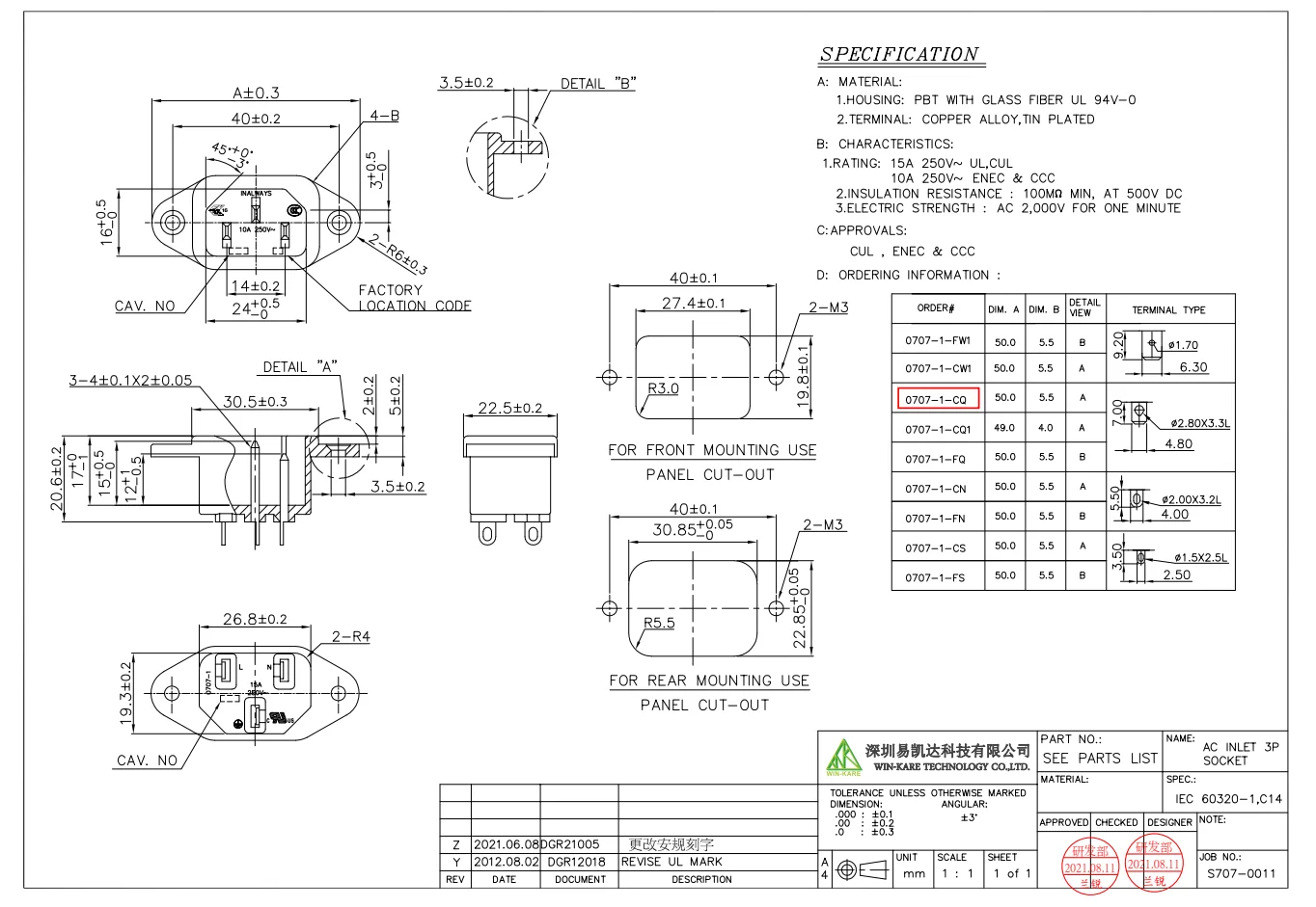 IEC60320 C14 AC Power Inlet Sockets - Reliable and Waterproof