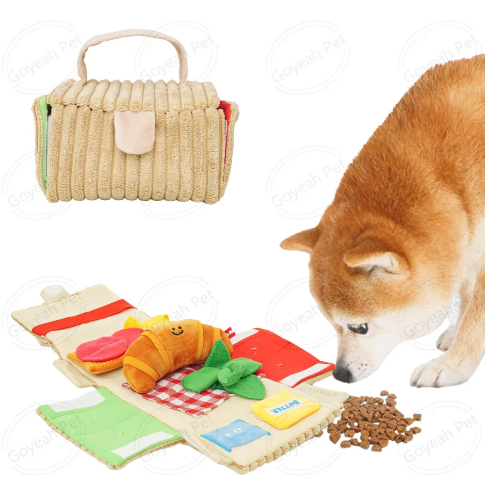 Interactive Picnic Box Plush Pet Nosework Toy Crinkle Dog Snuffle ...
