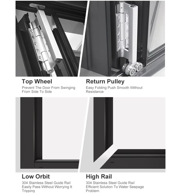 Aluminum Frame Toughened Low-e Glass Bi-Fold Door Window Kits Office ...
