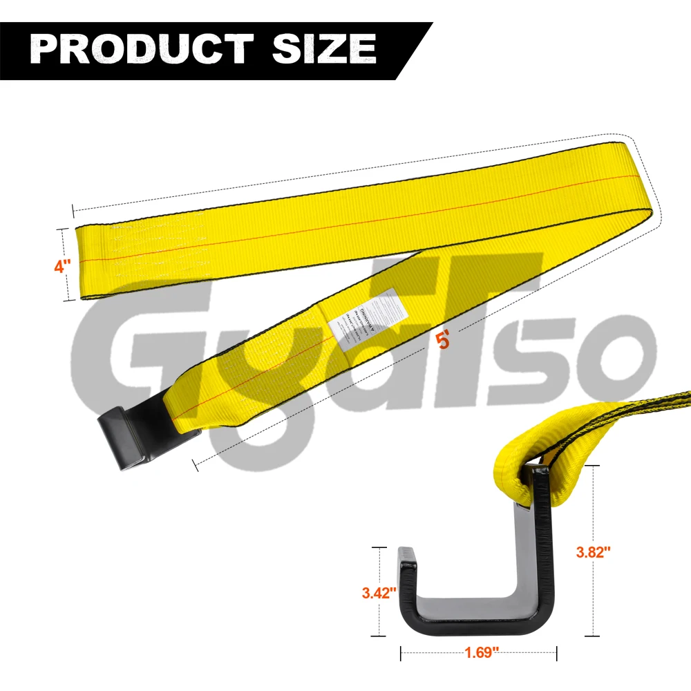 Heavy Duty Roll Off Container Winch Strap With Big W/flat Hook - Buy ...