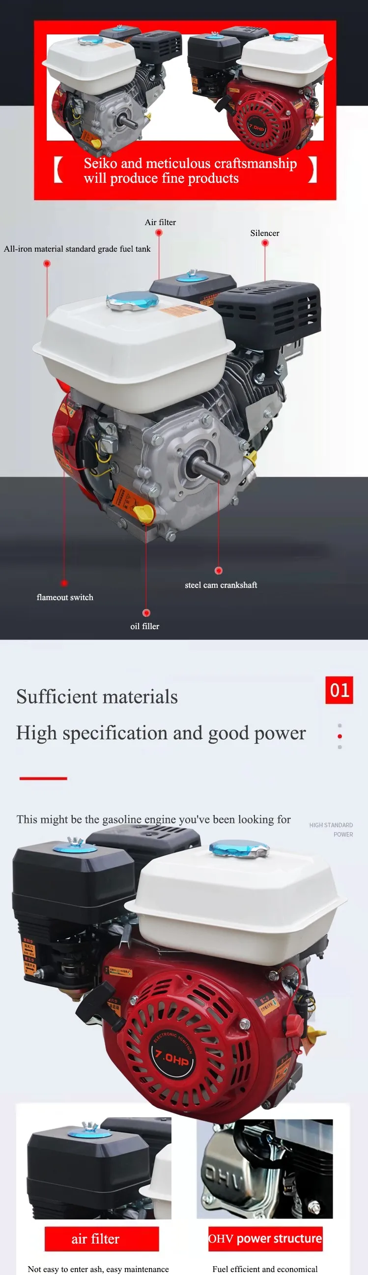 GX160 GX200 5.5HP/6.5HP Gasoline Engines - High Quality Power