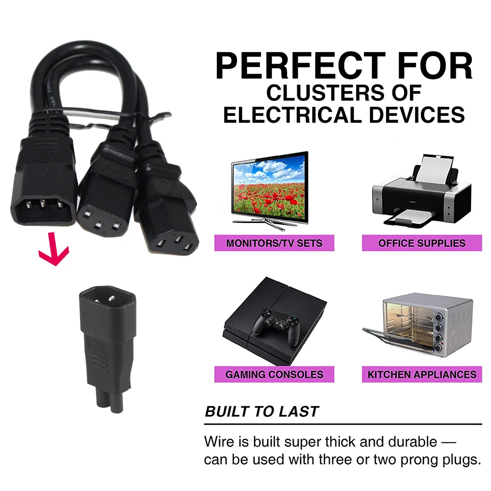 Iec Connector 3 Pin Iec Socket C14 To C5 250v Black Straight Extension ...