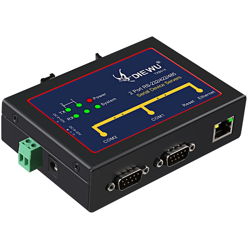Dinrail Ethernet To 2 Port Rs232 Rs422 Rs485 Serial Device Servers Tcp ...
