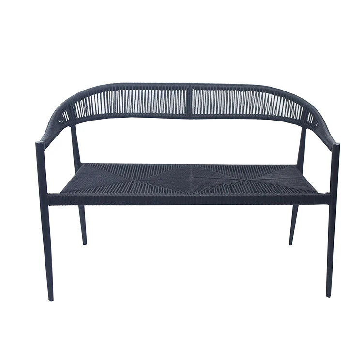 Modern Rattan Wicker Double Seat Bench Sofa All-weather For Outdoor ...
