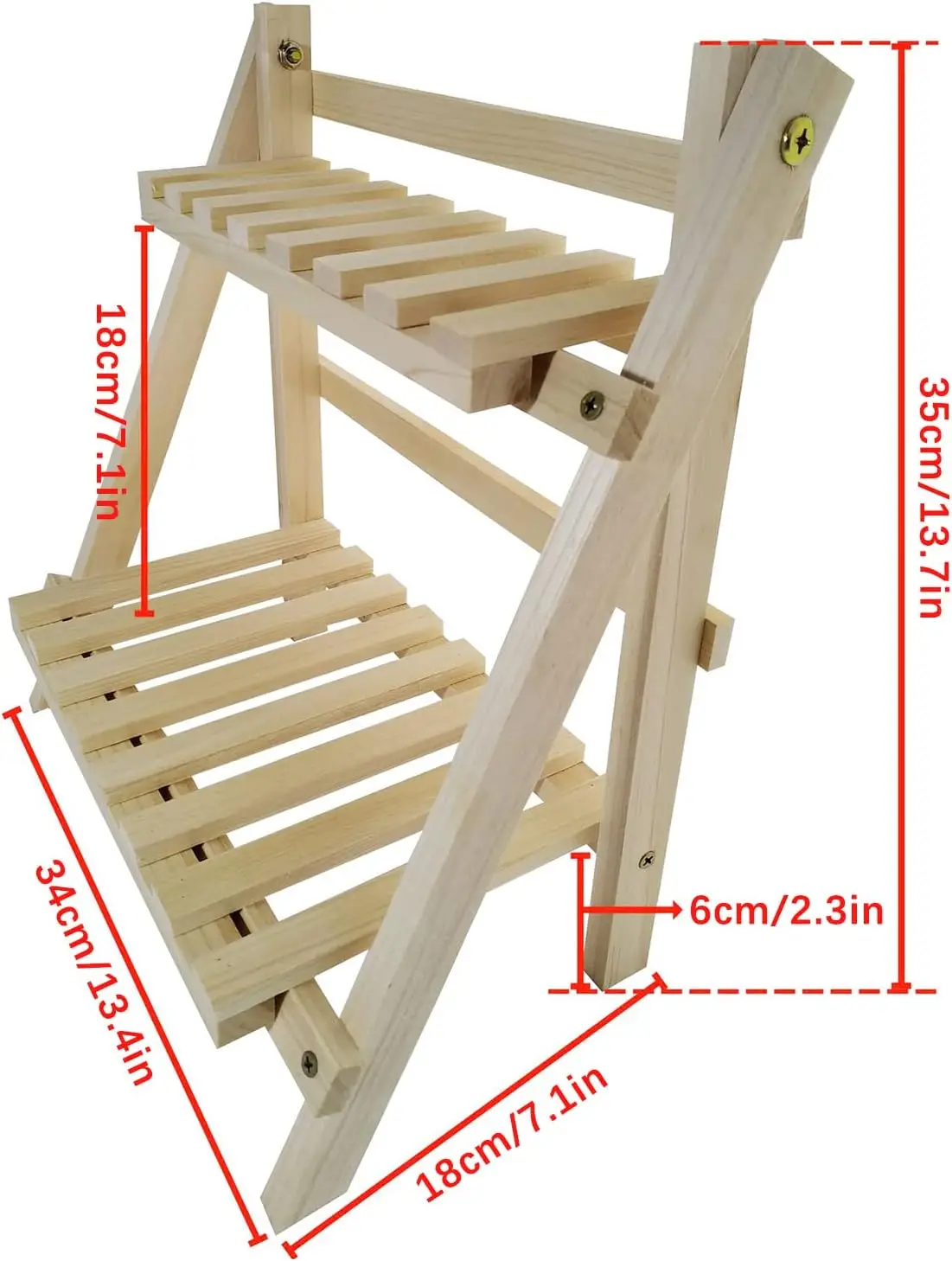 Wooden Double Layer Rack Desk Storage Organizer Foldable 2-tier Ladder ...
