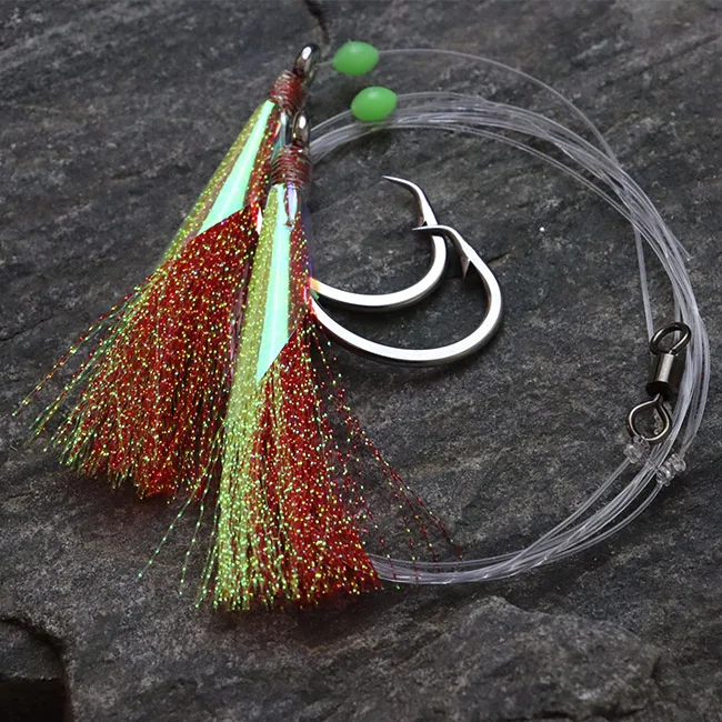 Reedy Rigz Fishing Flasher Skin Feather Sabiki Bait Rigs With Luminous ...
