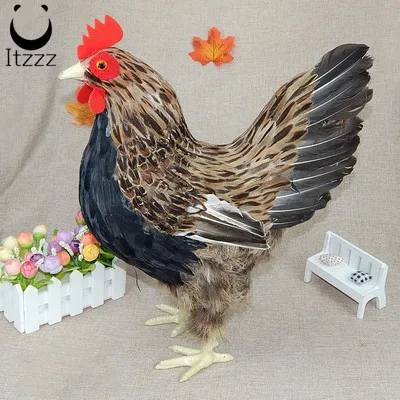 Realistic Lifelike Feather Color Rooster Figurine - OEM Available