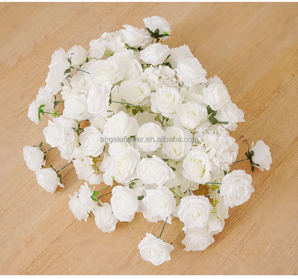 White Rose Heart Arch Flower Row Decor Floor Floral Arrangement Wedding ...