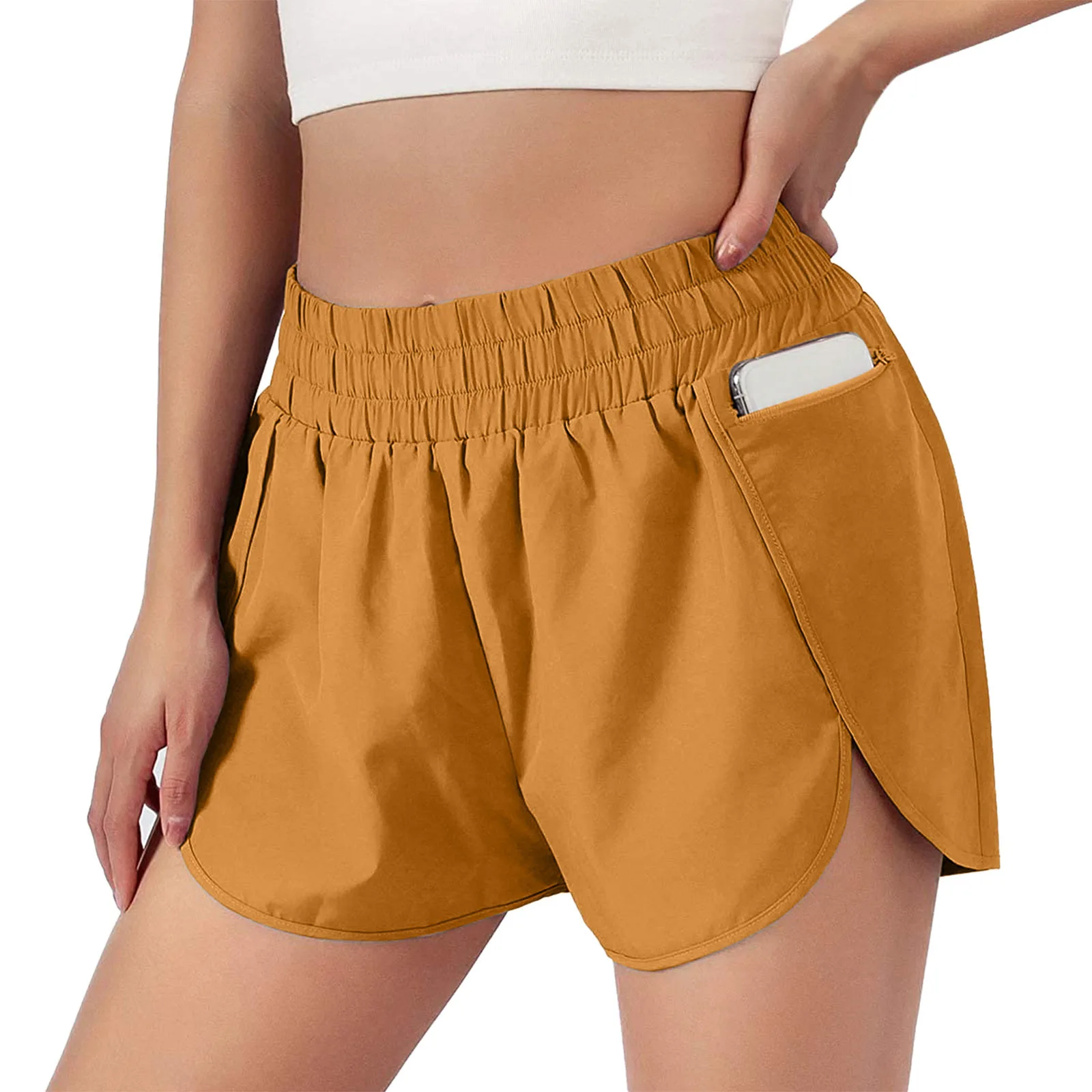 Women's Quick-dry Running Athletic Bike Shorts High Waisted Elastic ...