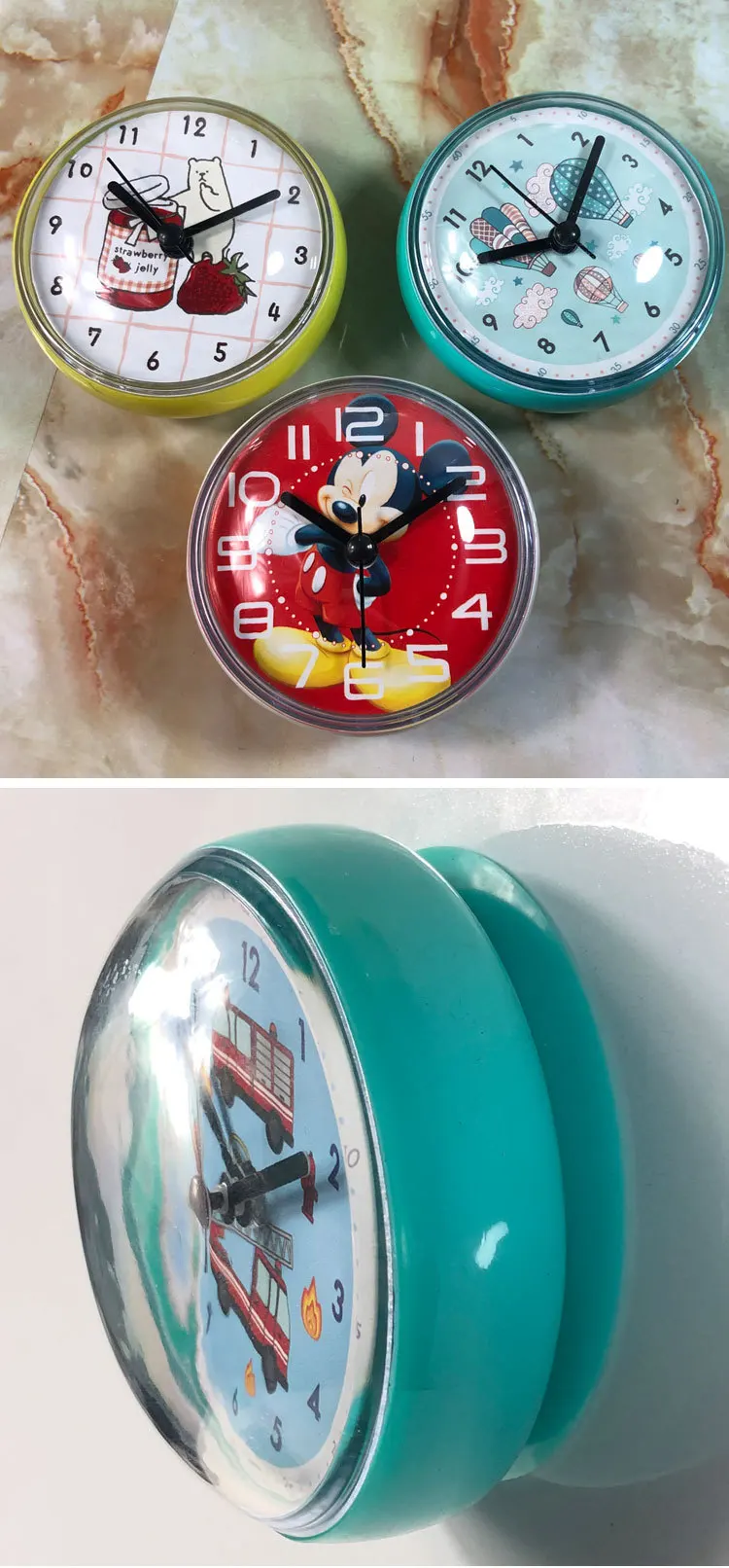 Mini Plastic Waterproof PVC Wall Clock with Suction Cup