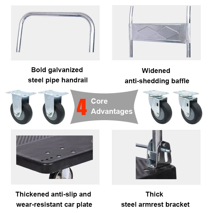 4 Wheels Plastic Folding Warehouse Platform Push Trolley Cart 200kg ...