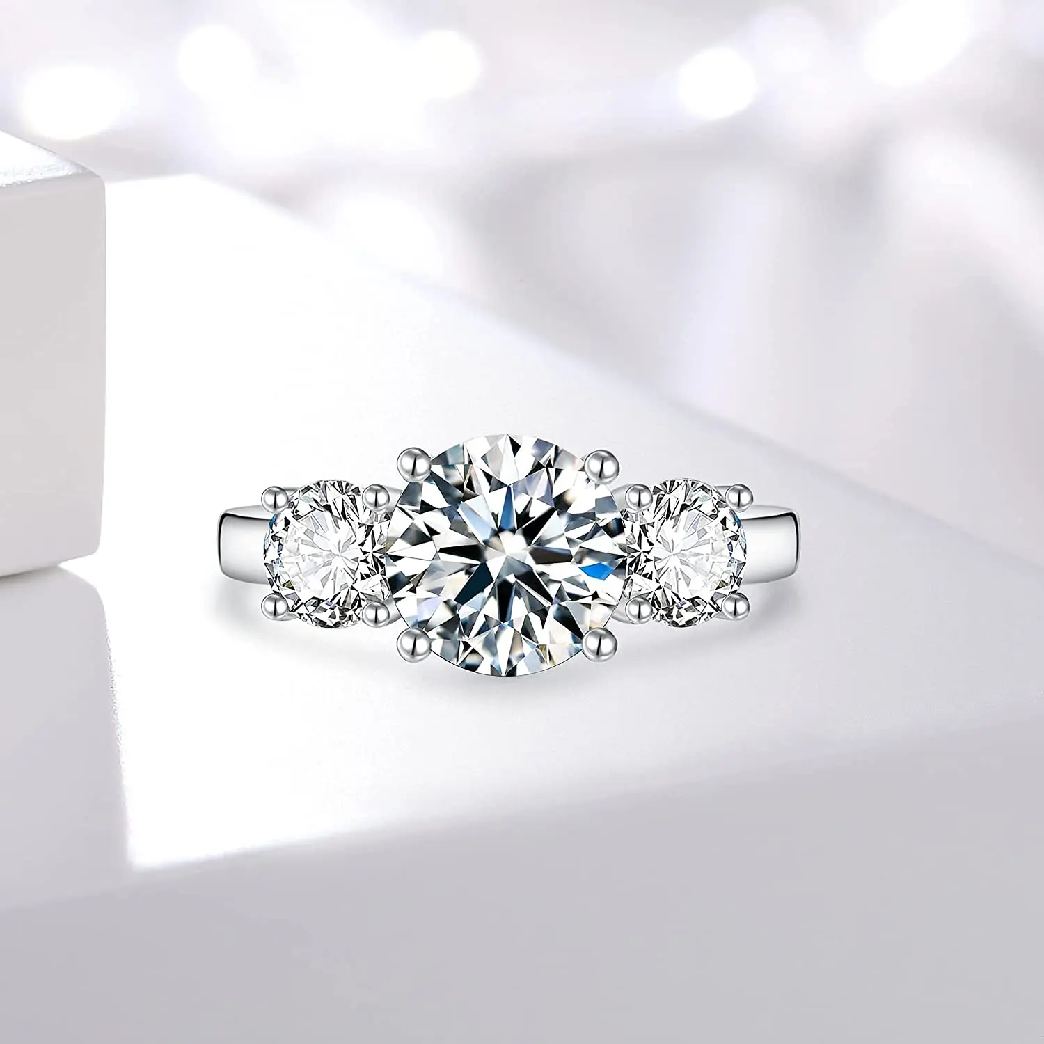 Genuine 18k 14k 10k Gold Rings For Women 2ct D Vvs1 Round Moissanite ...