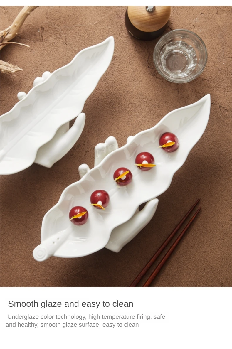 Creative Finger-hand Shape Good-looking Plate Ceramic Shaped Long Dish ...