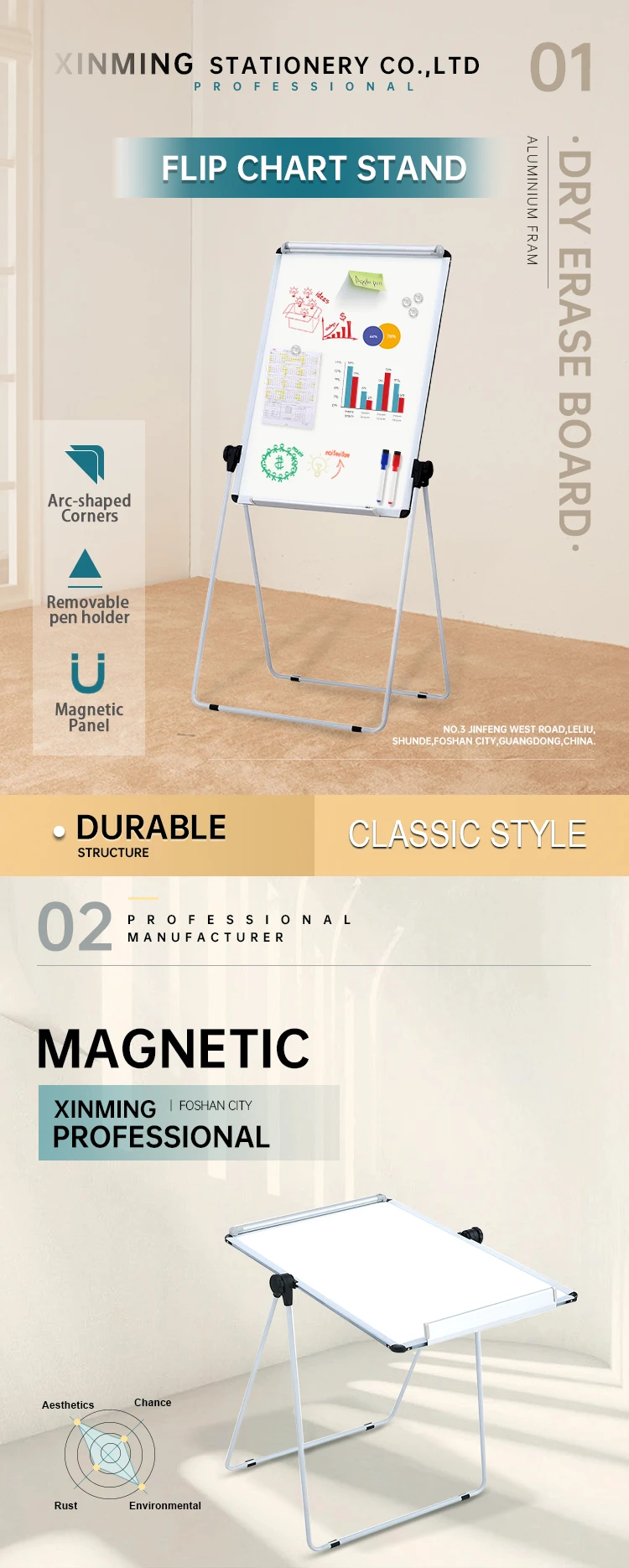 XMS Flip Chart - Magnetic Whiteboard for School Offices
