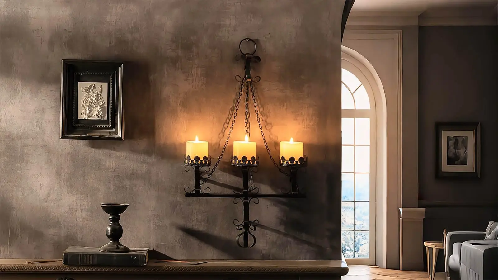 Gothic Black Wall Candle Sconces 3 Iron Candelabra Gothic Victorian ...