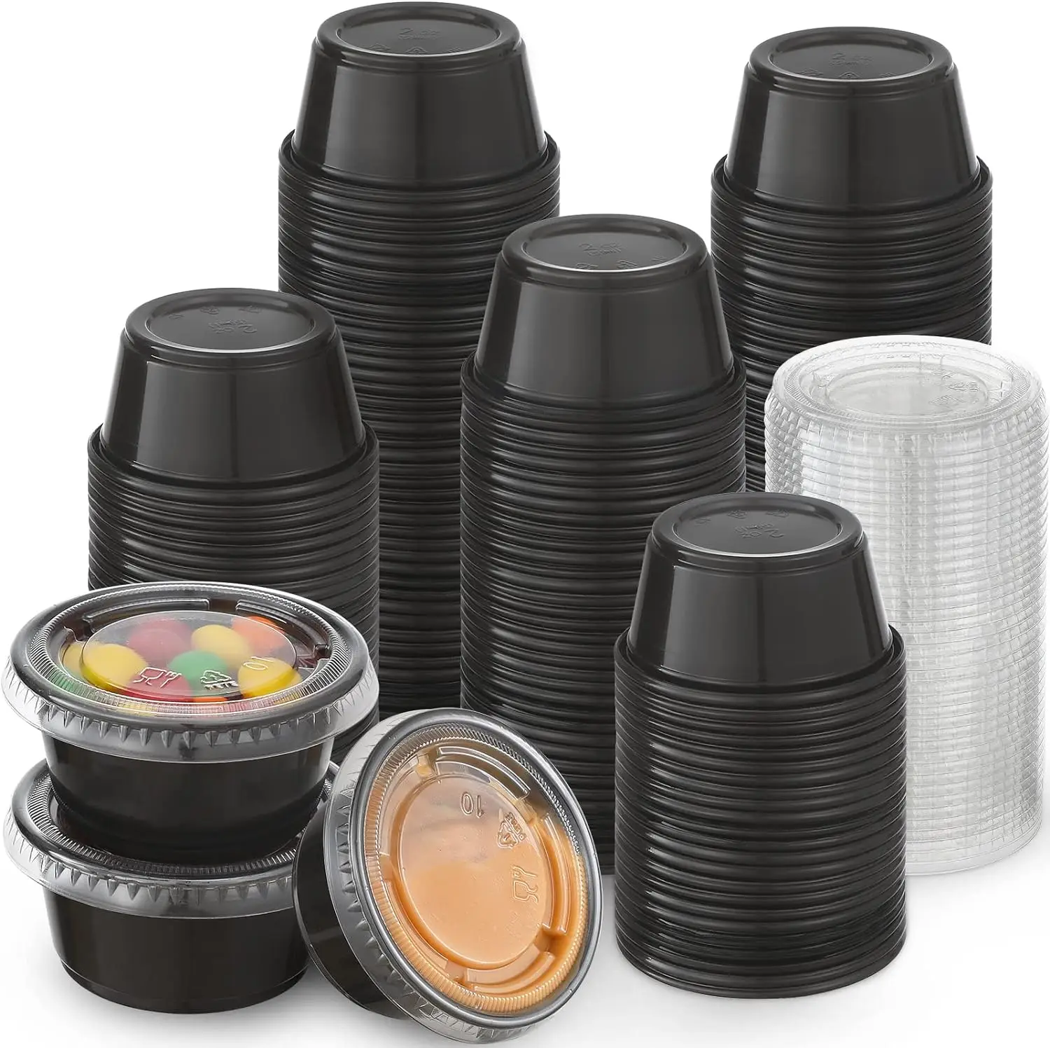 Disposable 0.75oz To 5.5oz Plastic Cups With Lids Small Containers For ...
