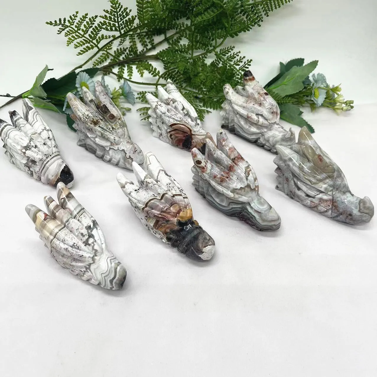 Wholesale Bulk Crystal Carving Mexican Agate Dragon Head Hand Carved ...