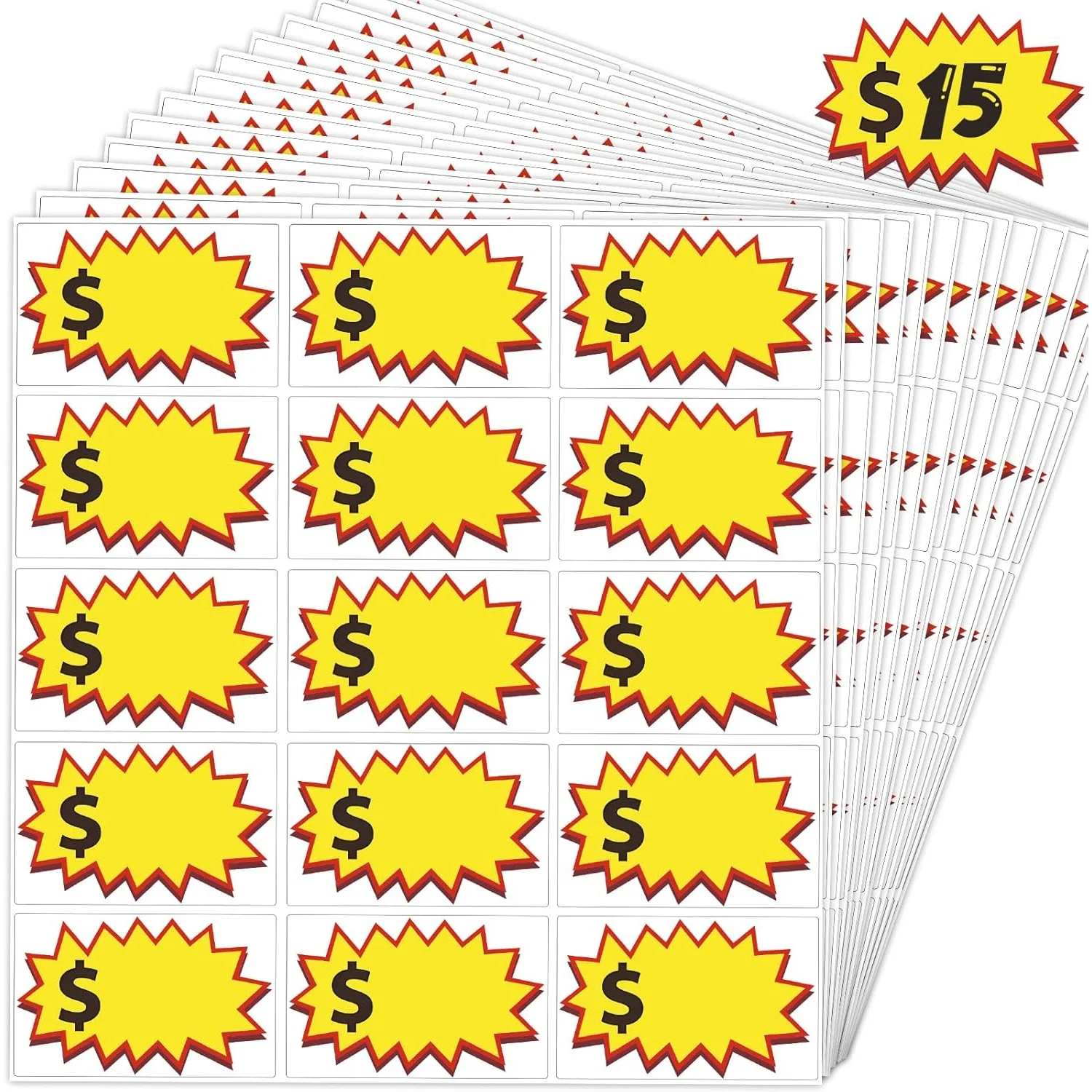 Custom Removable Adhesive Price Tags with Starburst Design for Yard ...