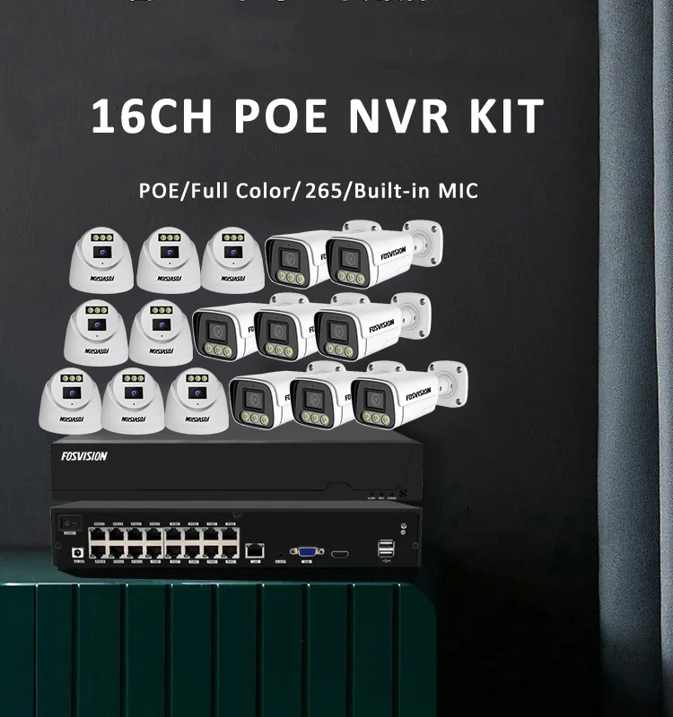 Fosvision 16CH IP POE KIT - Smart Full Color CCTV Security