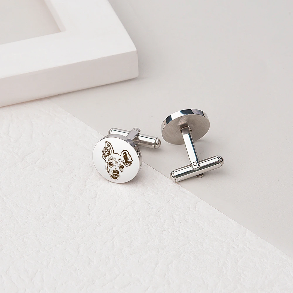 Stainless Steel Logo Engrave Custom Gold Plated Cufflinks Wedding Gift ...
