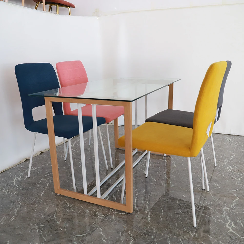 4-seater Dining Table Set Tempered Glass Table Top Restaurant Dining ...