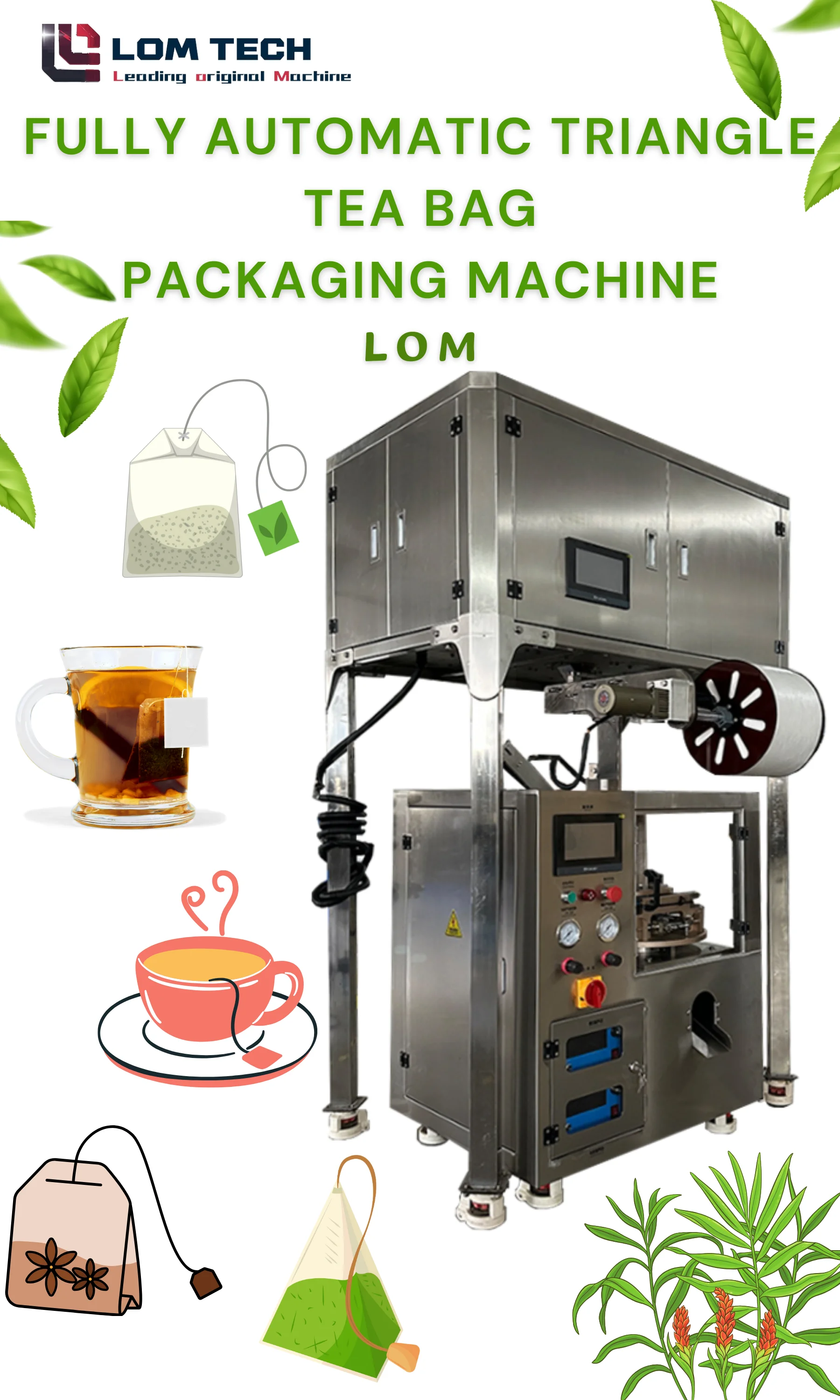 Automatic Silk Mesh Triangle Tea Bag Package Machine Inner And Outer ...