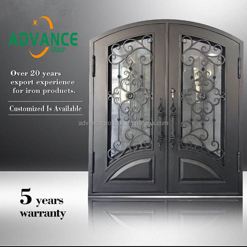 Luxury Design Exterior Iron Front Entry Doors Wrought Iron Single Entry ...