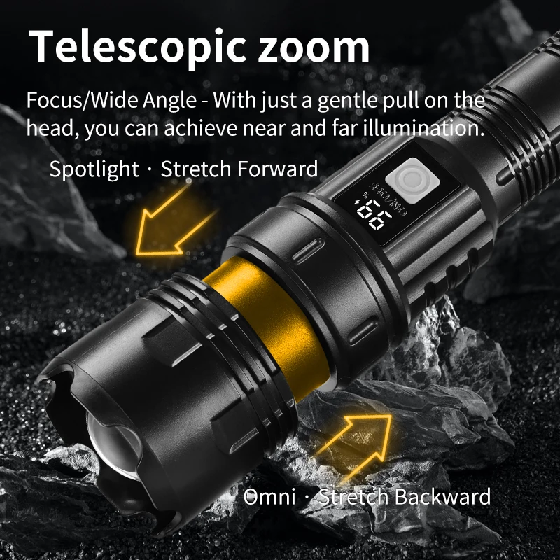 Tactical Handheld Searchlight - 1000+ Lumens Rechargeable Flashlight