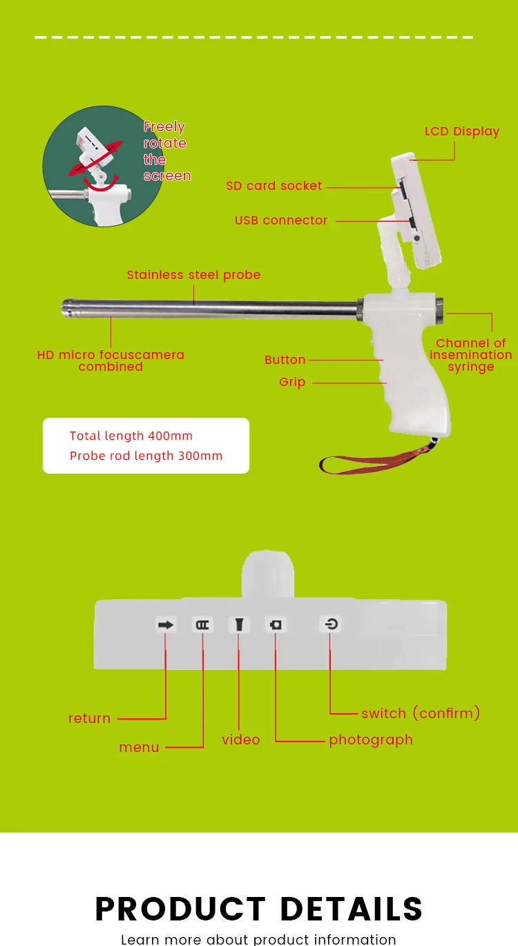 Handled Smart Cow Ai Gun Horse Endoscope Cattle Artificial Insemination ...