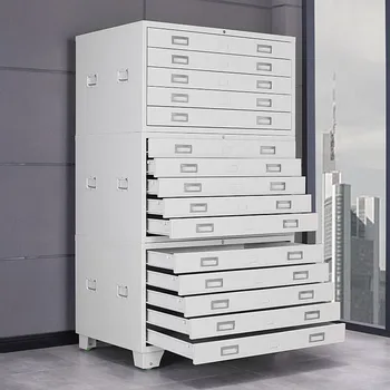 China Metal Map Plan Storage Cabinet Flat Drawing A0 Paper Organizer ...