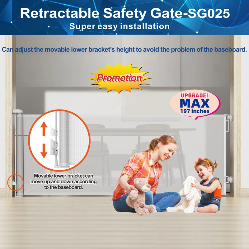 PRODIGY SG025 Rolling Baby Safety Retractable Gate PVC Mesh
