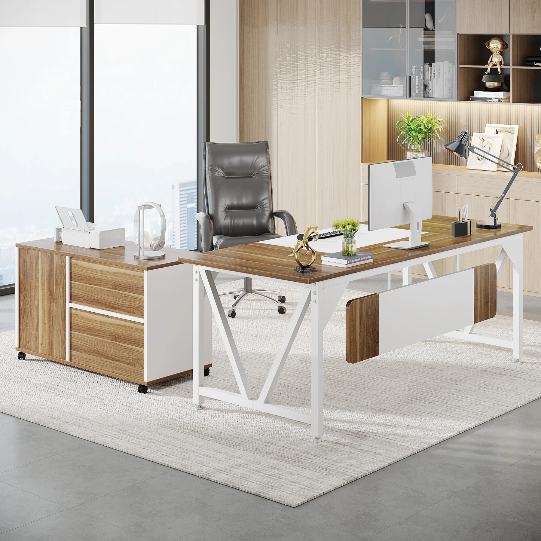 Modern Mdf Wood Executive Ceo Boss Table L Shaped Office Desk With ...