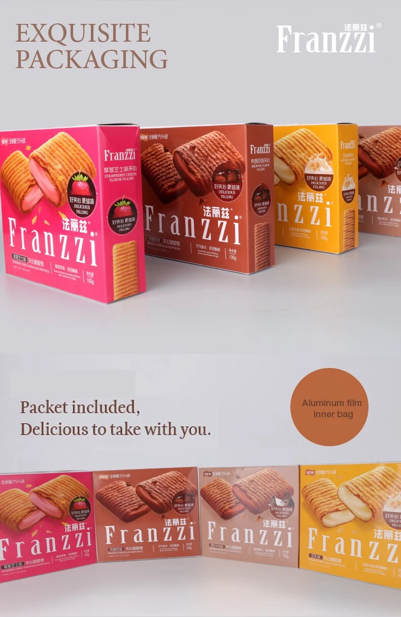 Franzzi Cookies 100g Strawberry Cheese Sandwich Wafer Rolls Multi ...