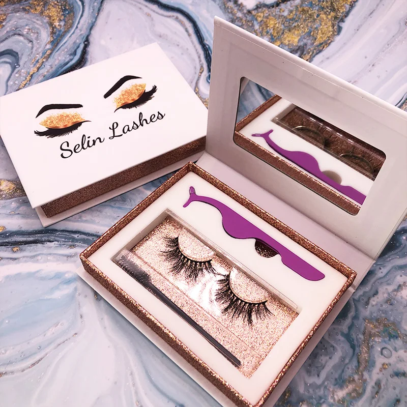 Custom Luxury Eyelash Packaging Box - Black & Pink Glitter