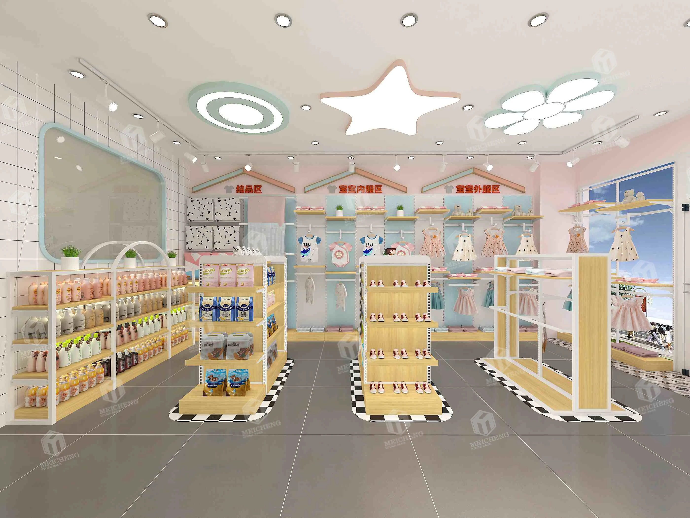 Meicheng Baby Shoes Display Stand 3D Layout Baby Shop Clothes Store ...