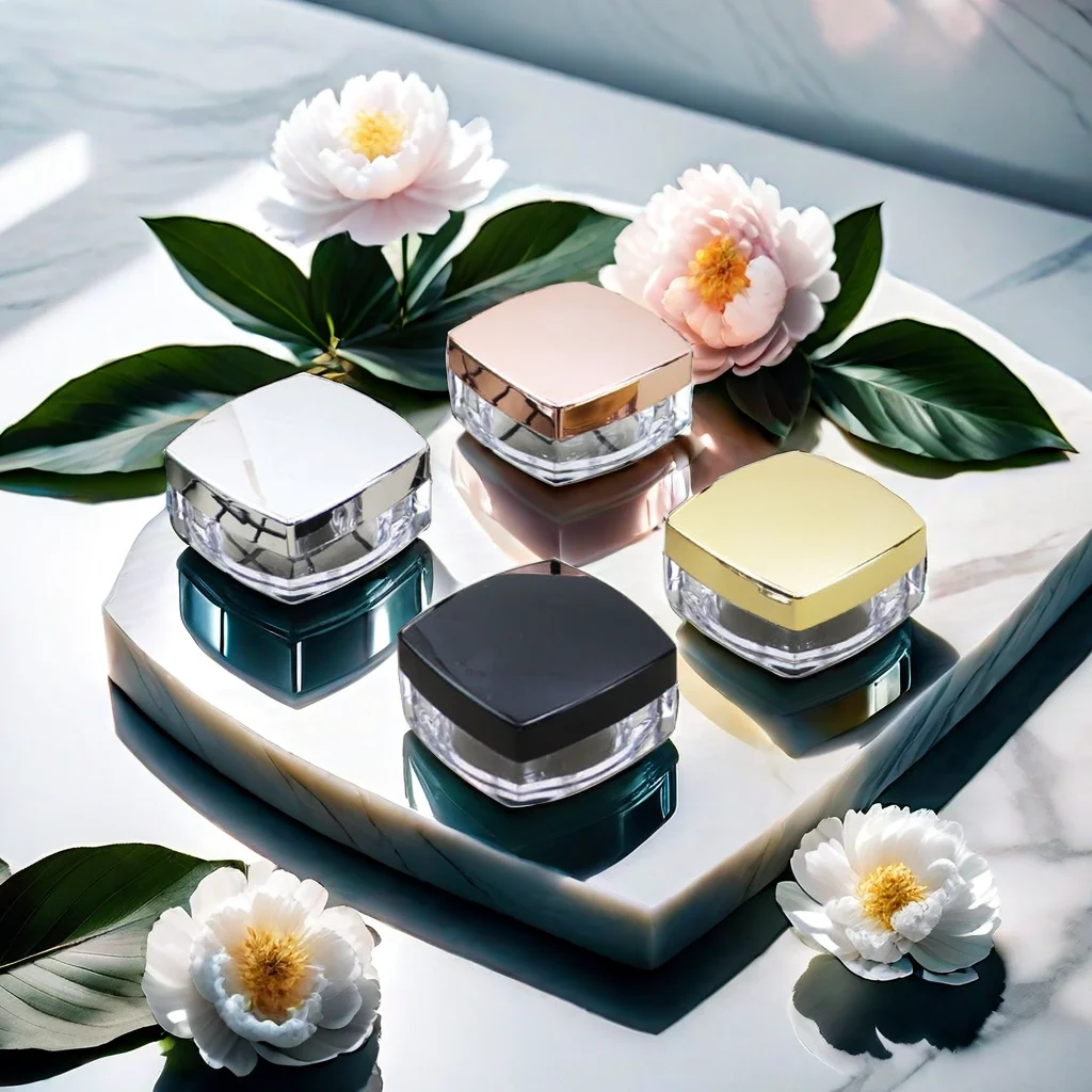 Cosmetic Container 10g Empty Plastic Jar Make up Sample with Rose Gold ...