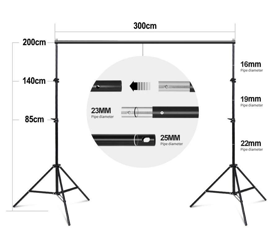 Photo Studio Equipment: 2x3M Background Stand, Soft Box & Umbrella ...