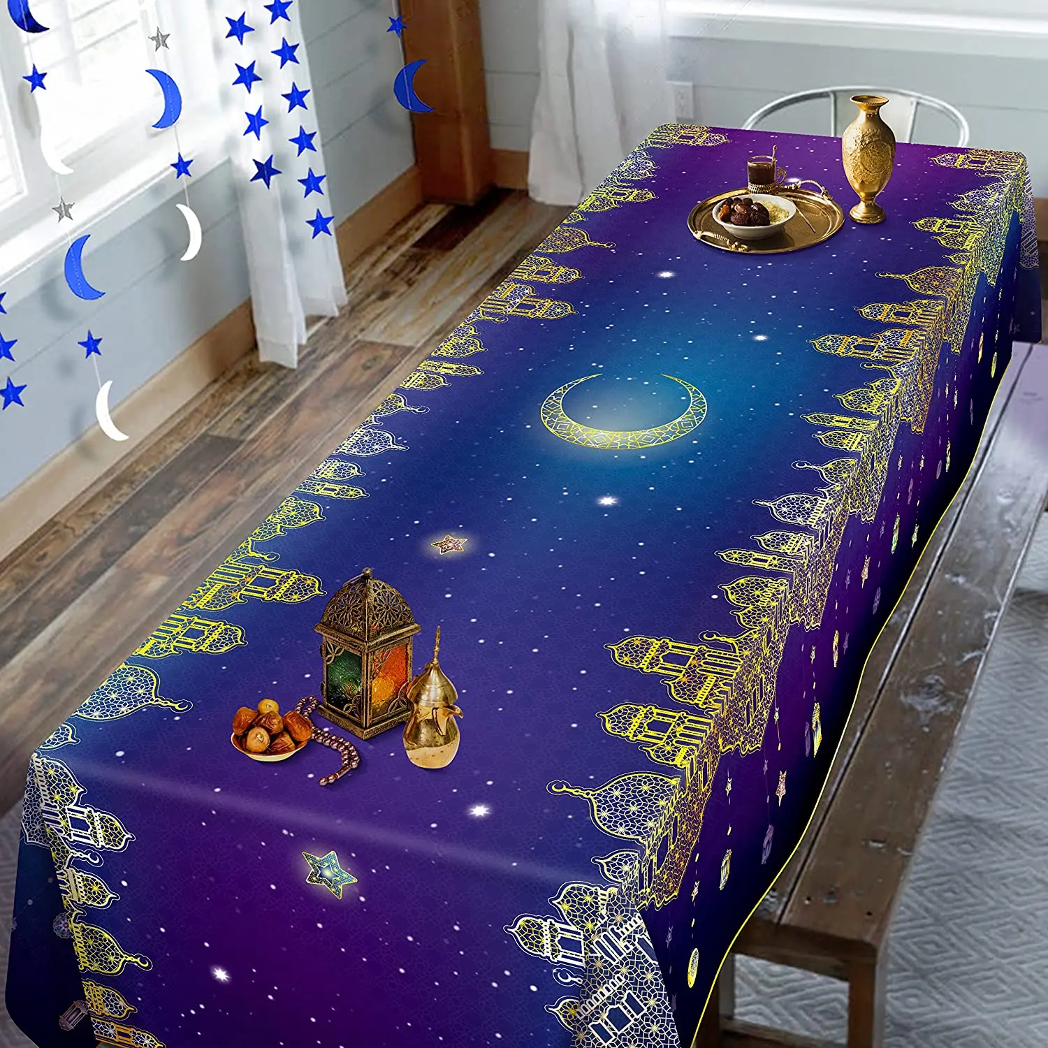 9x5ft Ramadan Table Cloth Eid Table Cover For Islamic Wedding Birthday ...