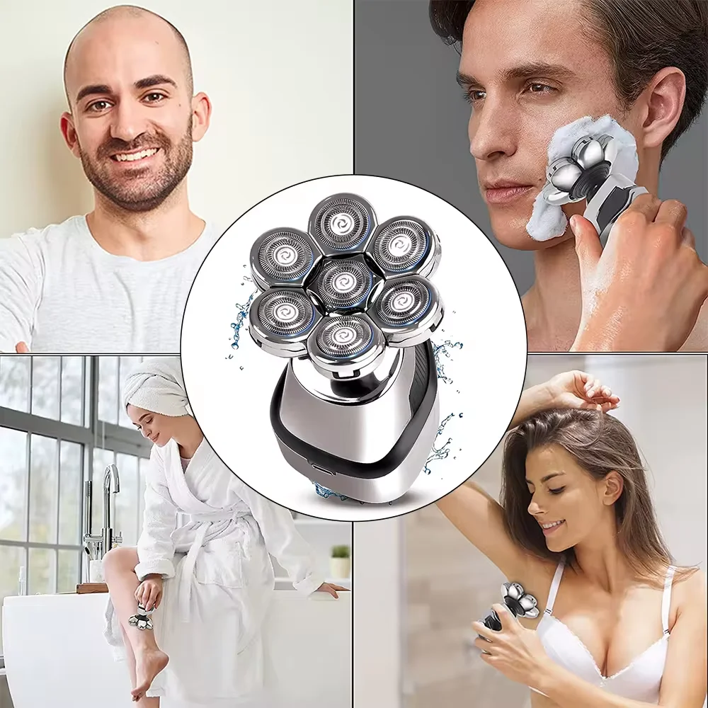 Waterproof Rechargeable Shave Portable Electric Shaver Bald Head Hair ...