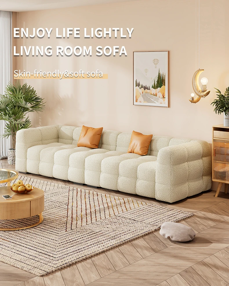 Modern Cashmere Marshmallow Sofa Fast Sleeper Comfortable Living Room ...