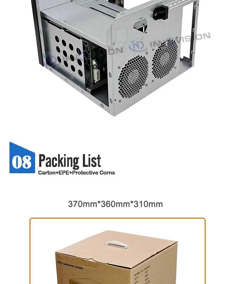 Toolless NAS HDD Enclosure Case for 6TB Drives, Mini-ITX, OEM