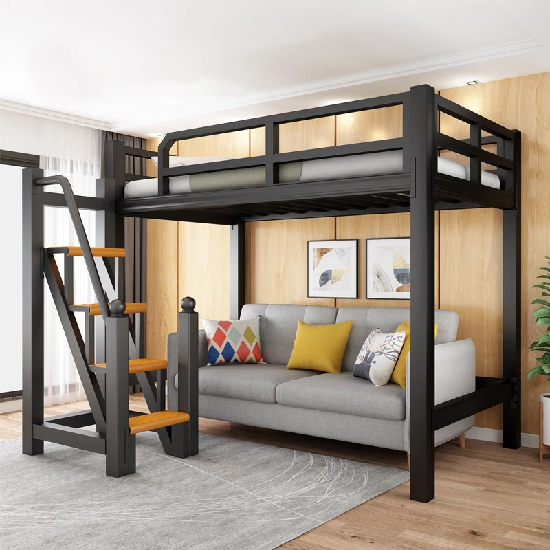 Adult Iron Loft Bed Modern Metal Hostel Adult Metal Loft Bed With ...