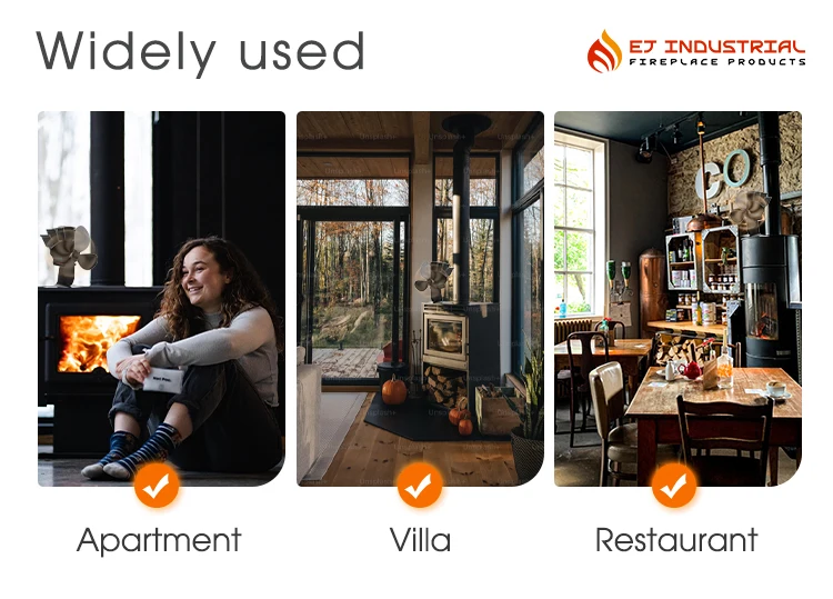 6 Blades Powerful Ecofan Wood Burning Fireplace Fan Stove Heat Powered ...