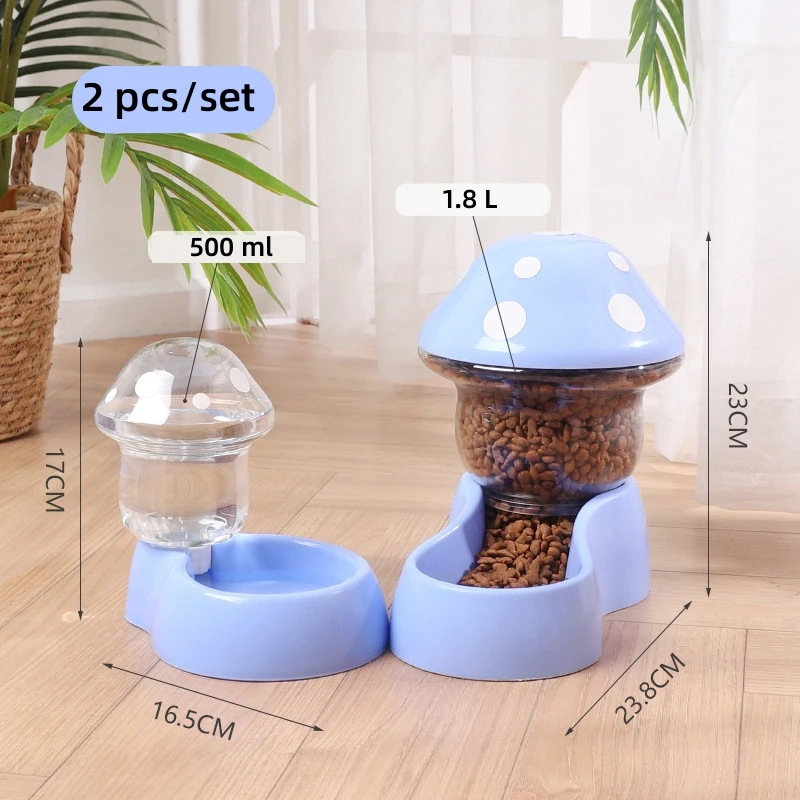 2pcs Cat Food Bowl Set Automatic Feeders And Water Dispenser Cute ...