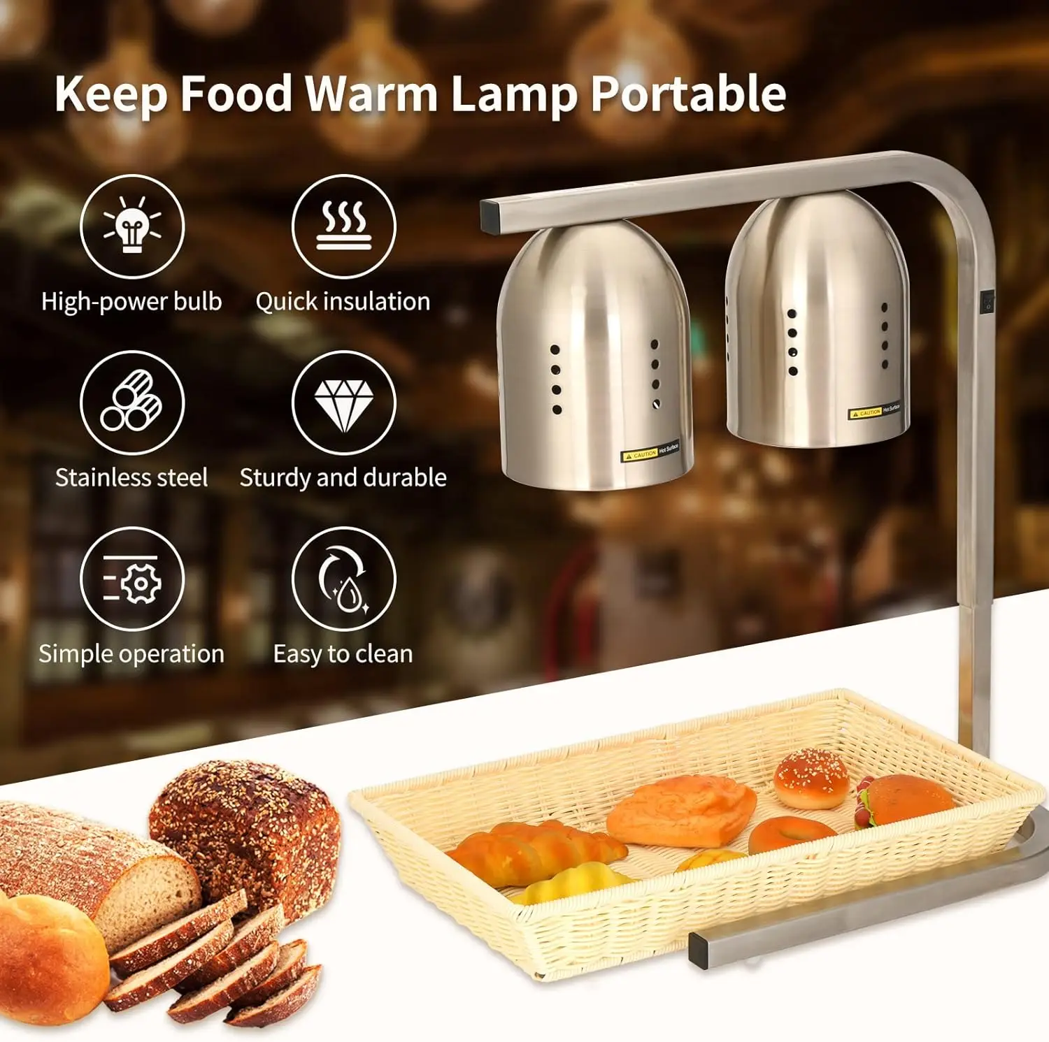 Commercial Food Heat Lamp,Food Warmer Light,Electric Food Warmer,Keep ...