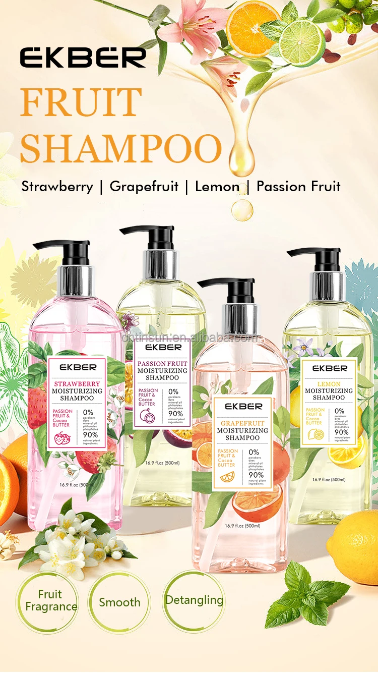Customize Logo Organic Shampoo Fresh Fruit Hair Shampoo Anti-itching ...
