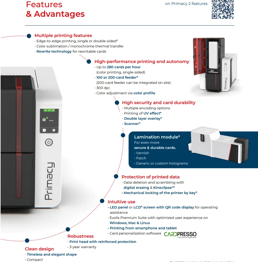 Evolis Primacy 2 ID Card Printer - Fast & Reliable Printing